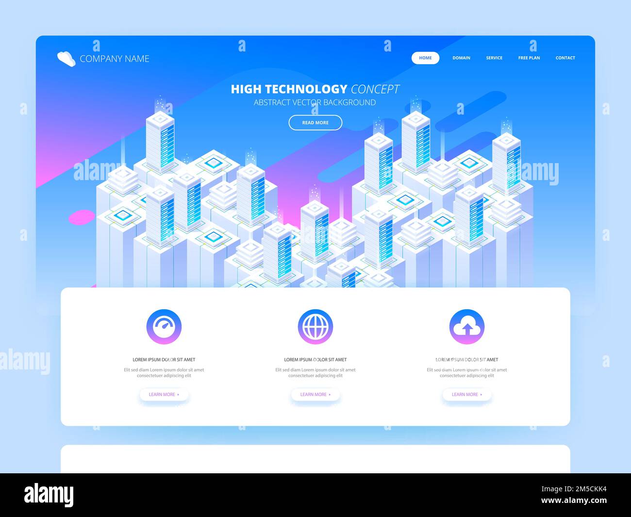 Hosting services, data center, server server room, template of page on information technologies ...