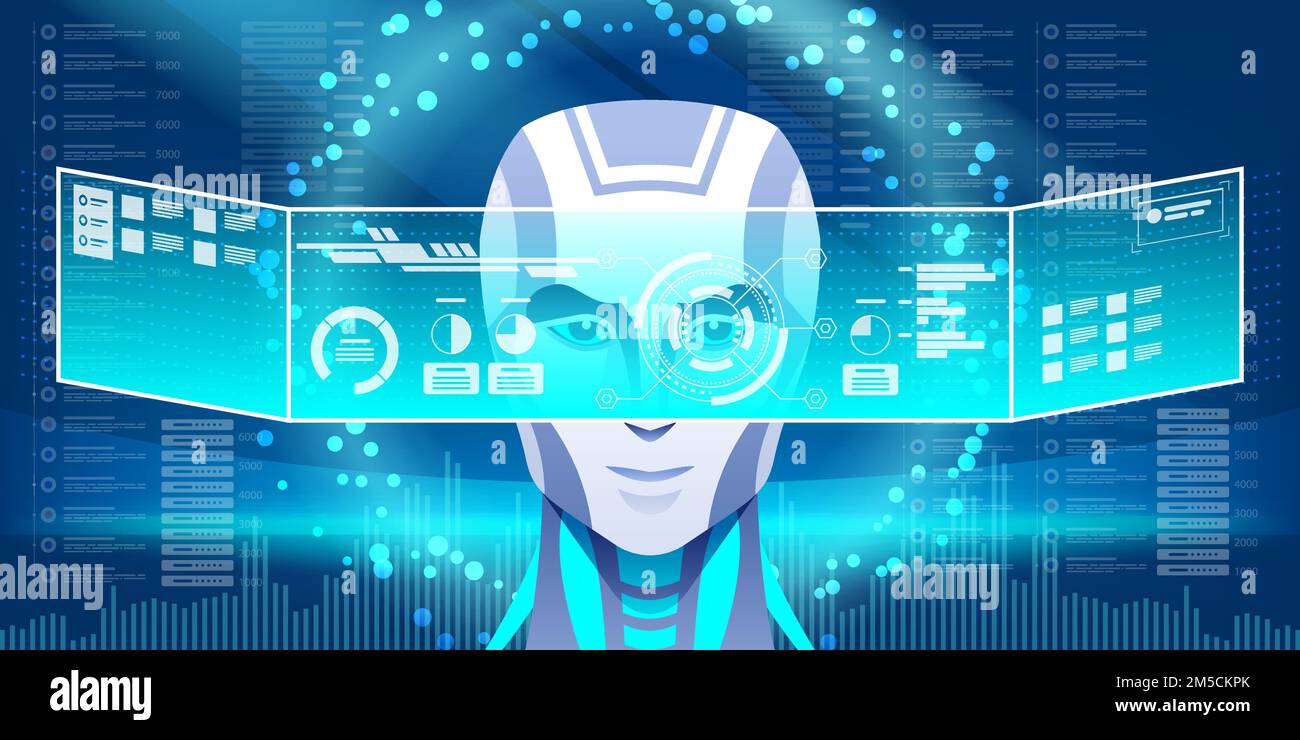Android Robot with virtual display. Vector illustration Stock Vector ...