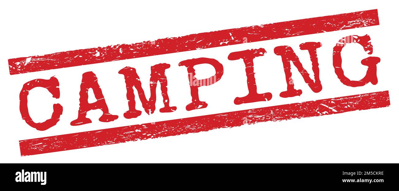 CAMPING text written on red grungy lines stamp sign Stock Photo - Alamy