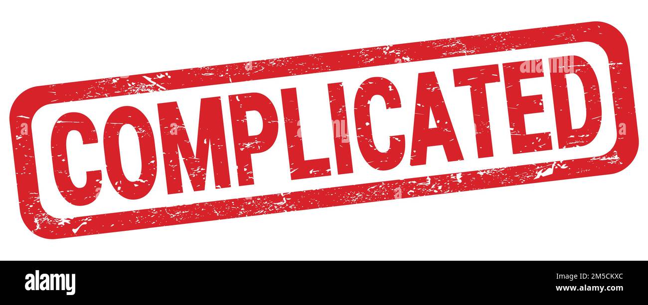 COMPLICATED text written on red rectangle stamp sign Stock Photo - Alamy