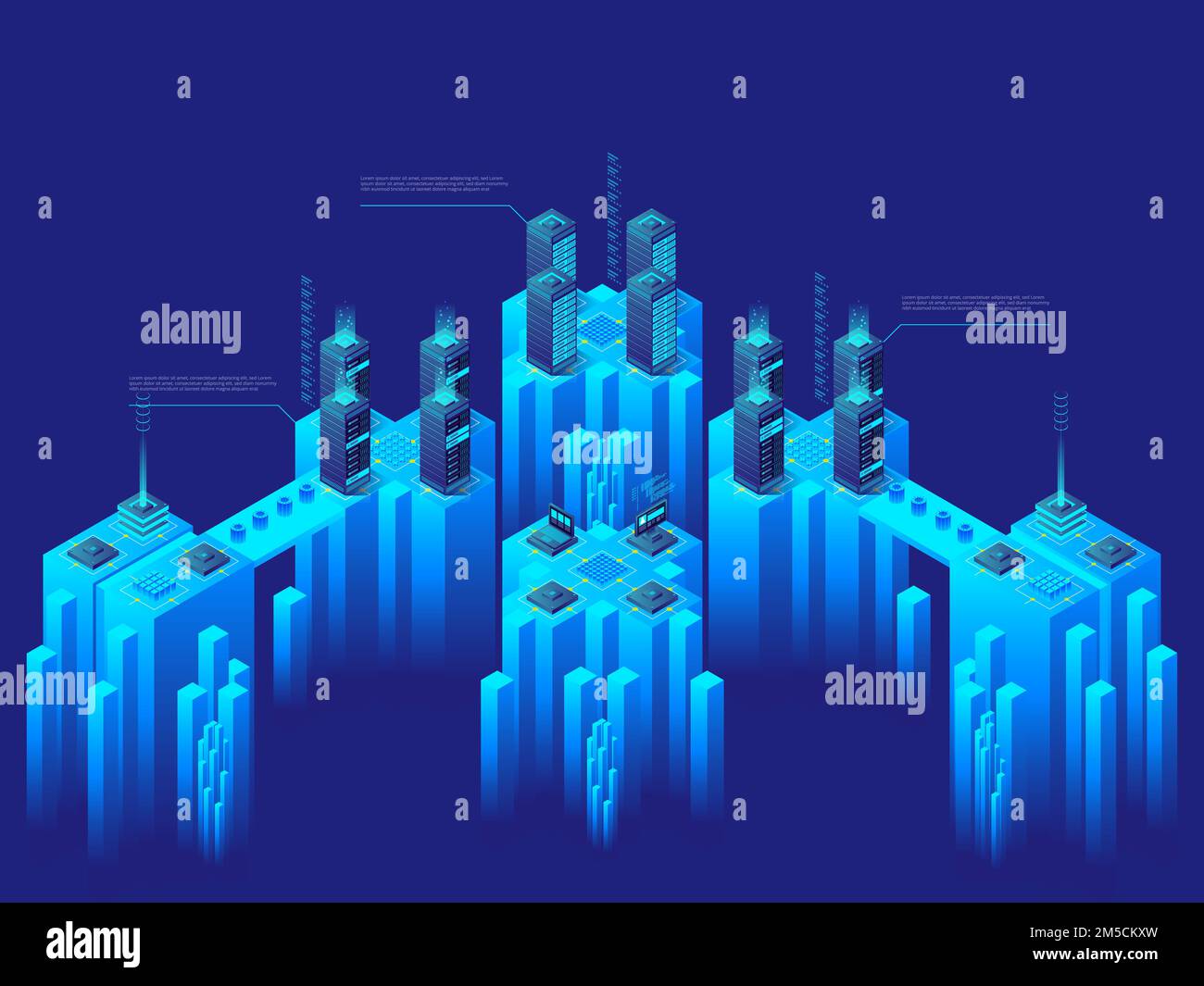 High technology concept. Supercomputer. Big data center. Networked ...