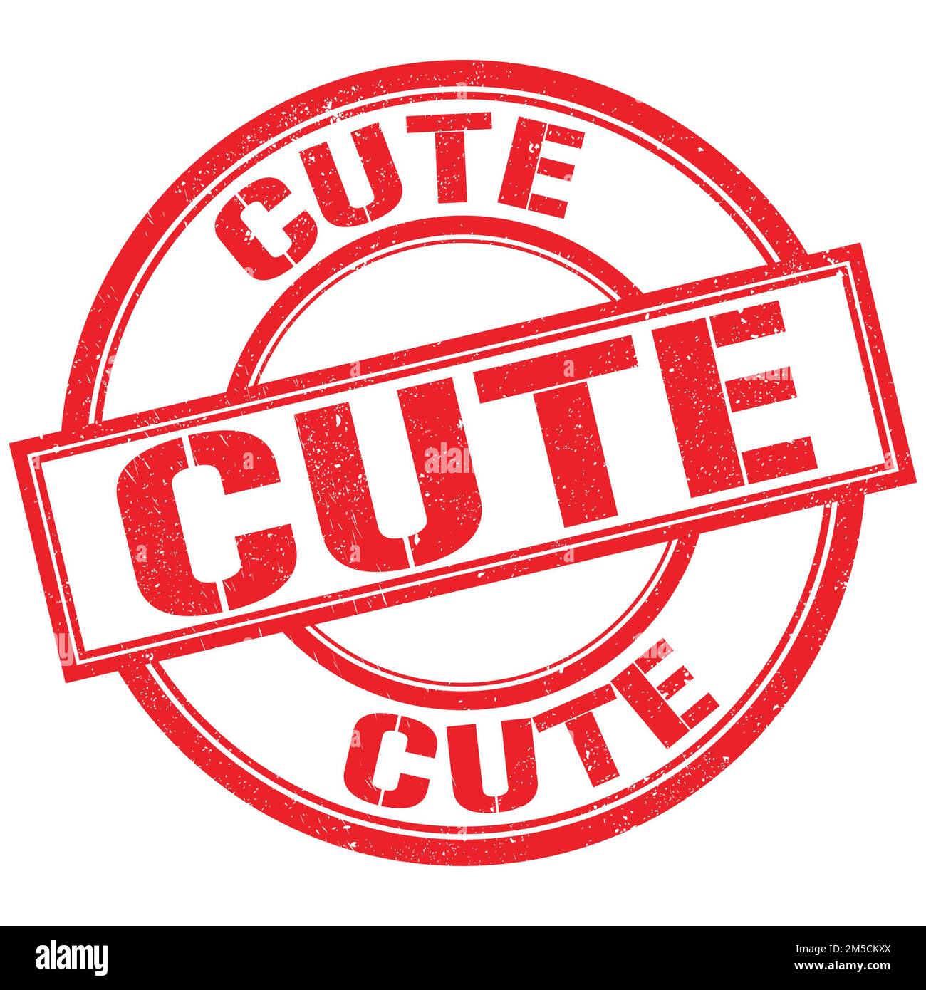 CUTE text written on red round stamp sign Stock Photo - Alamy