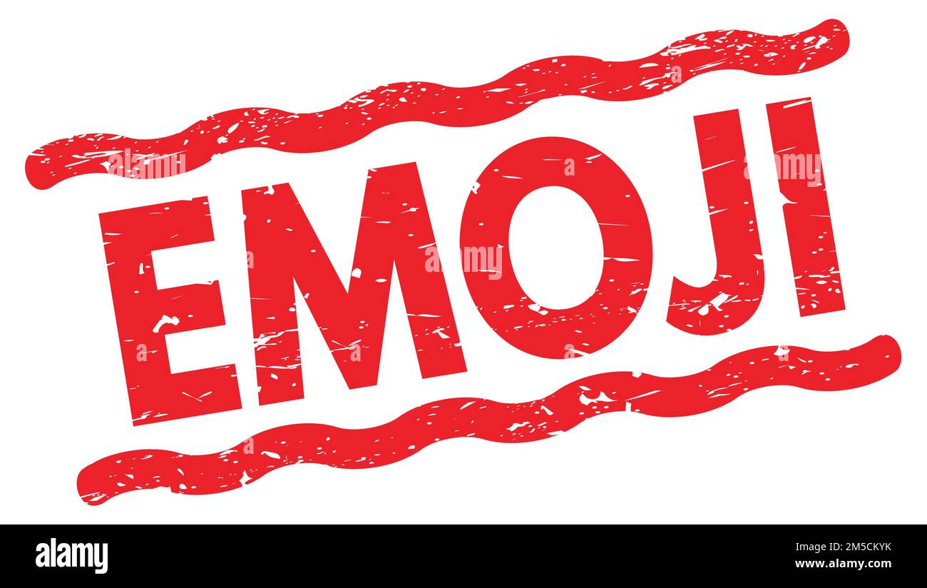 EMOJI text written on red lines stamp sign Stock Photo - Alamy