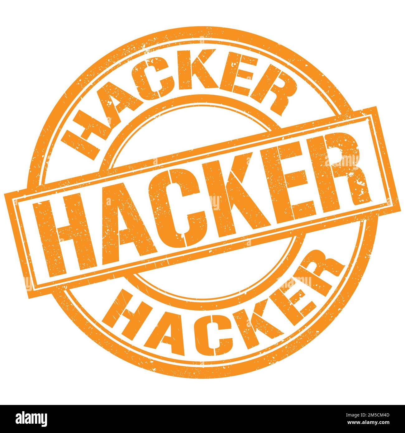 HACKER text written on orange round stamp sign Stock Photo - Alamy