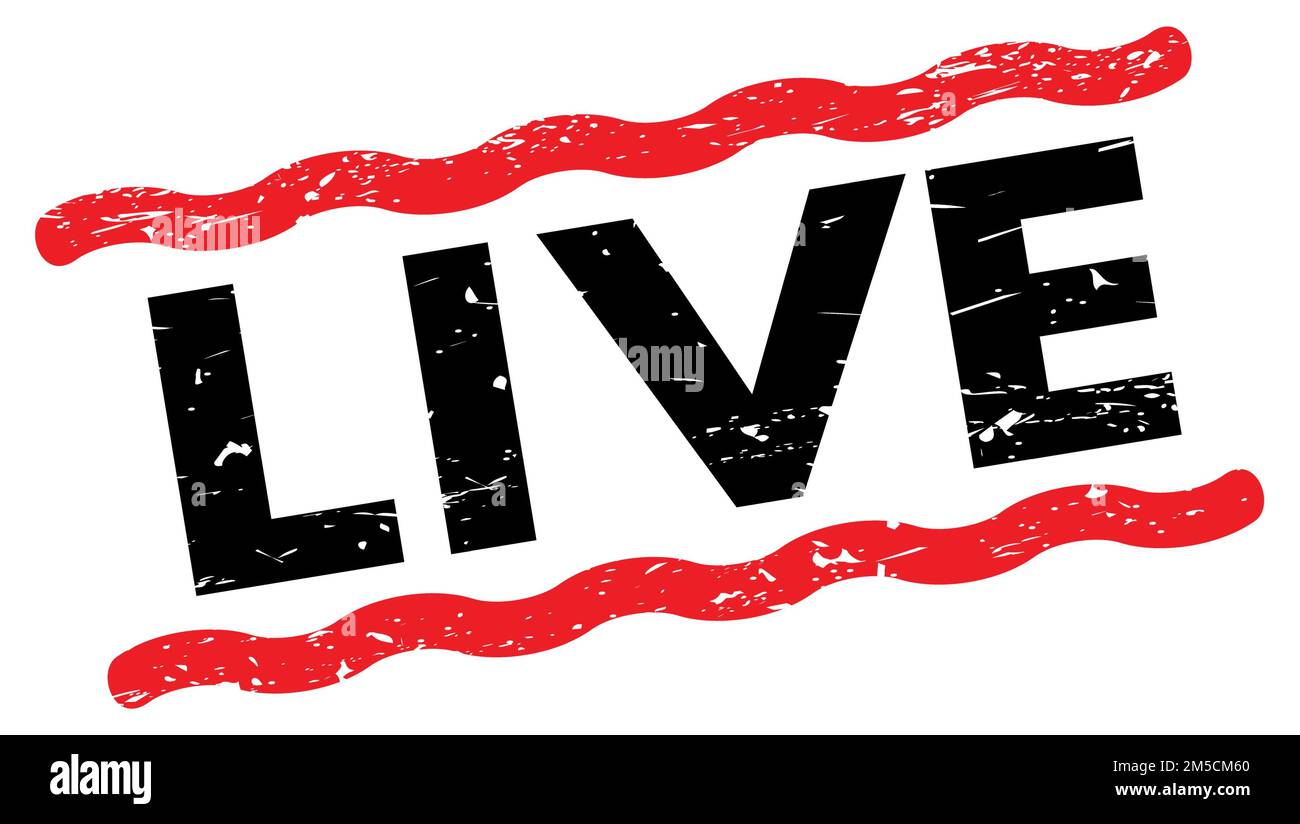 LIVE text written on red-black lines stamp sign Stock Photo - Alamy