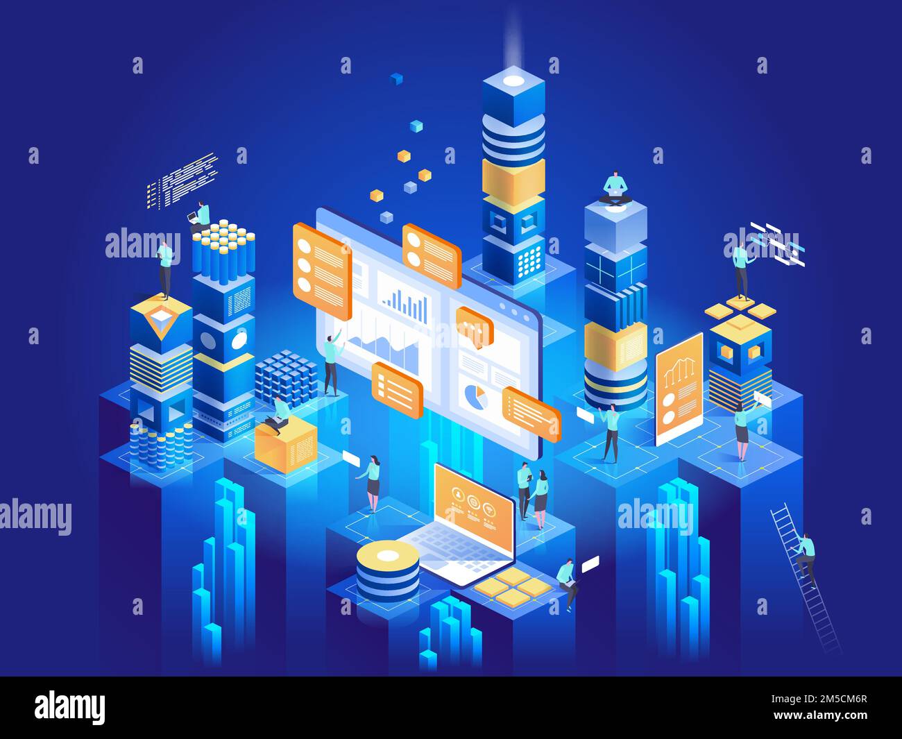 Technology concept of digital marketing and app development. People ...