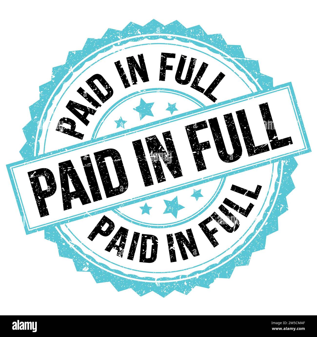 PAID IN FULL text written on blue-black round stamp sign Stock Photo ...