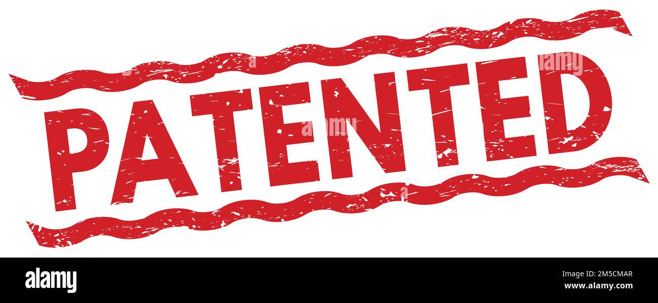 PATENTED text written on red lines stamp sign Stock Photo - Alamy