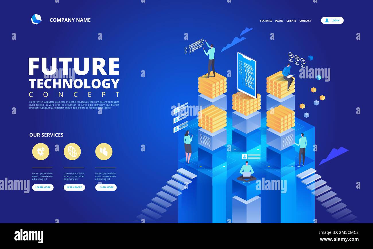 Technology isometric concept. Abstract future high tech vector ...