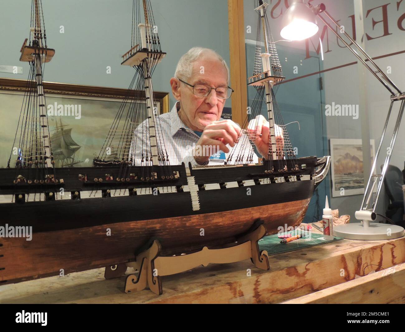 Lee Martin, a volunteer model ship builder at the Hampton Roads Naval ...