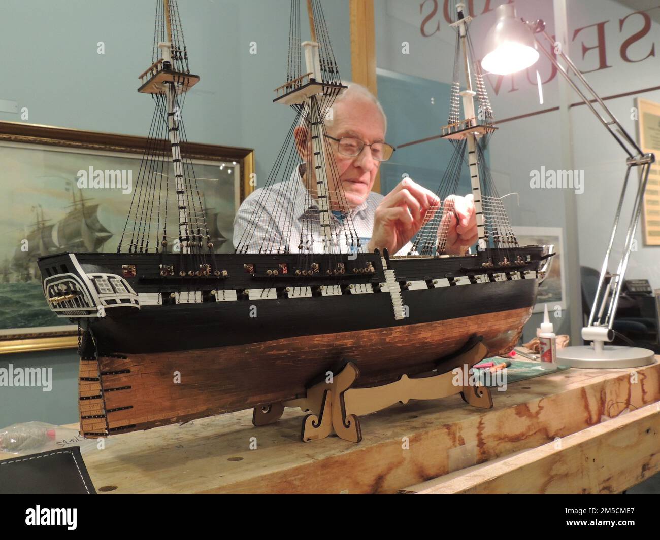 Lee Martin, a volunteer model ship builder at the Hampton Roads Naval ...