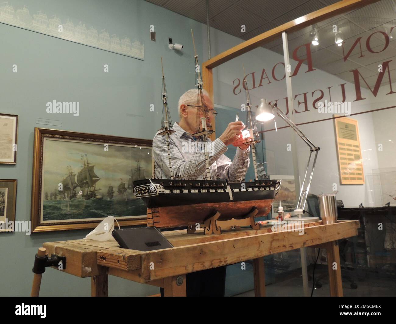 Lee Martin, a volunteer model ship builder at the Hampton Roads Naval ...