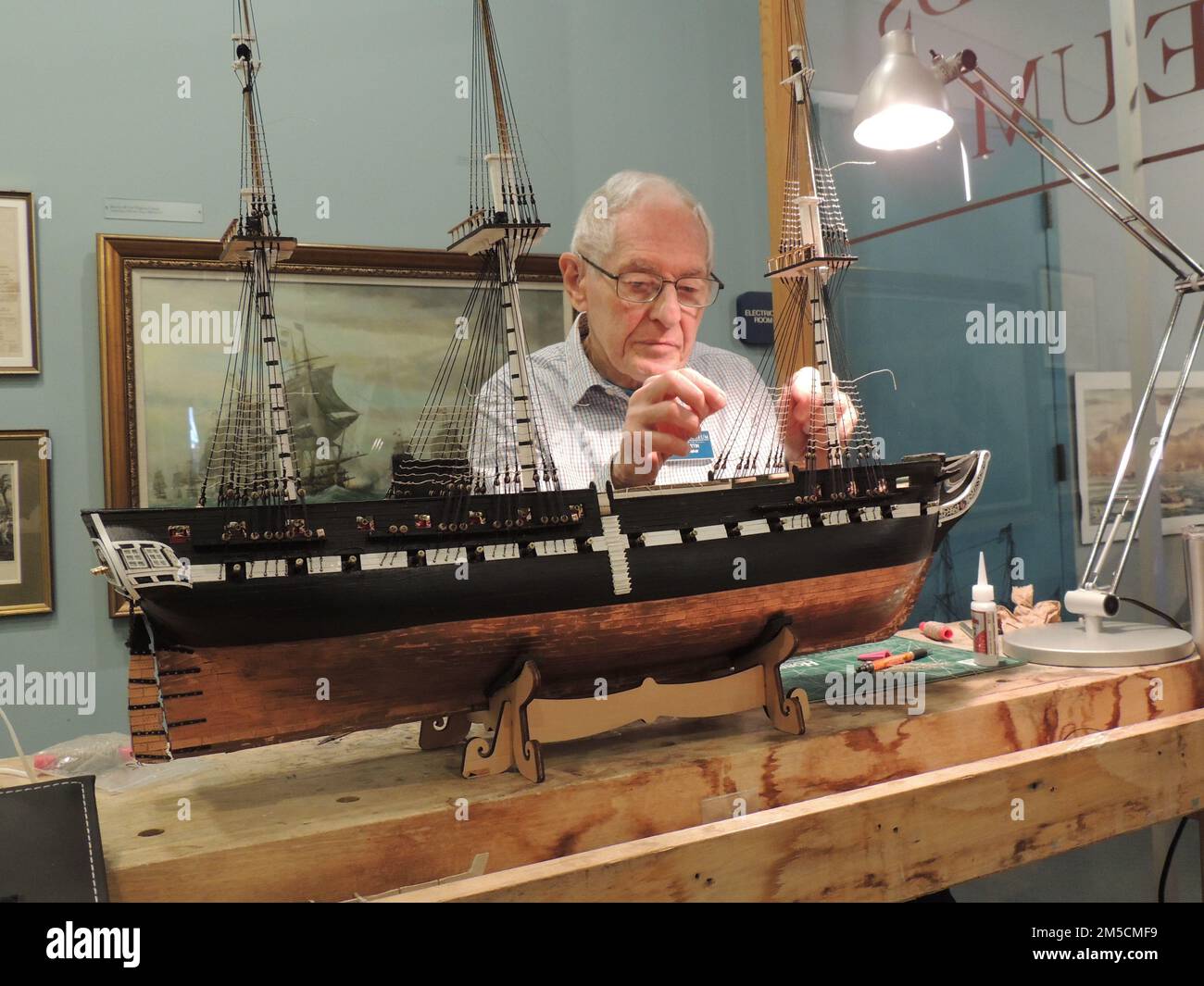 Lee Martin, a volunteer model ship builder at the Hampton Roads Naval ...