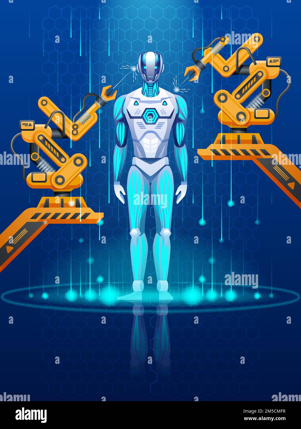 Modern Factory Or Laboratory With Futuristic Automated Work Tools