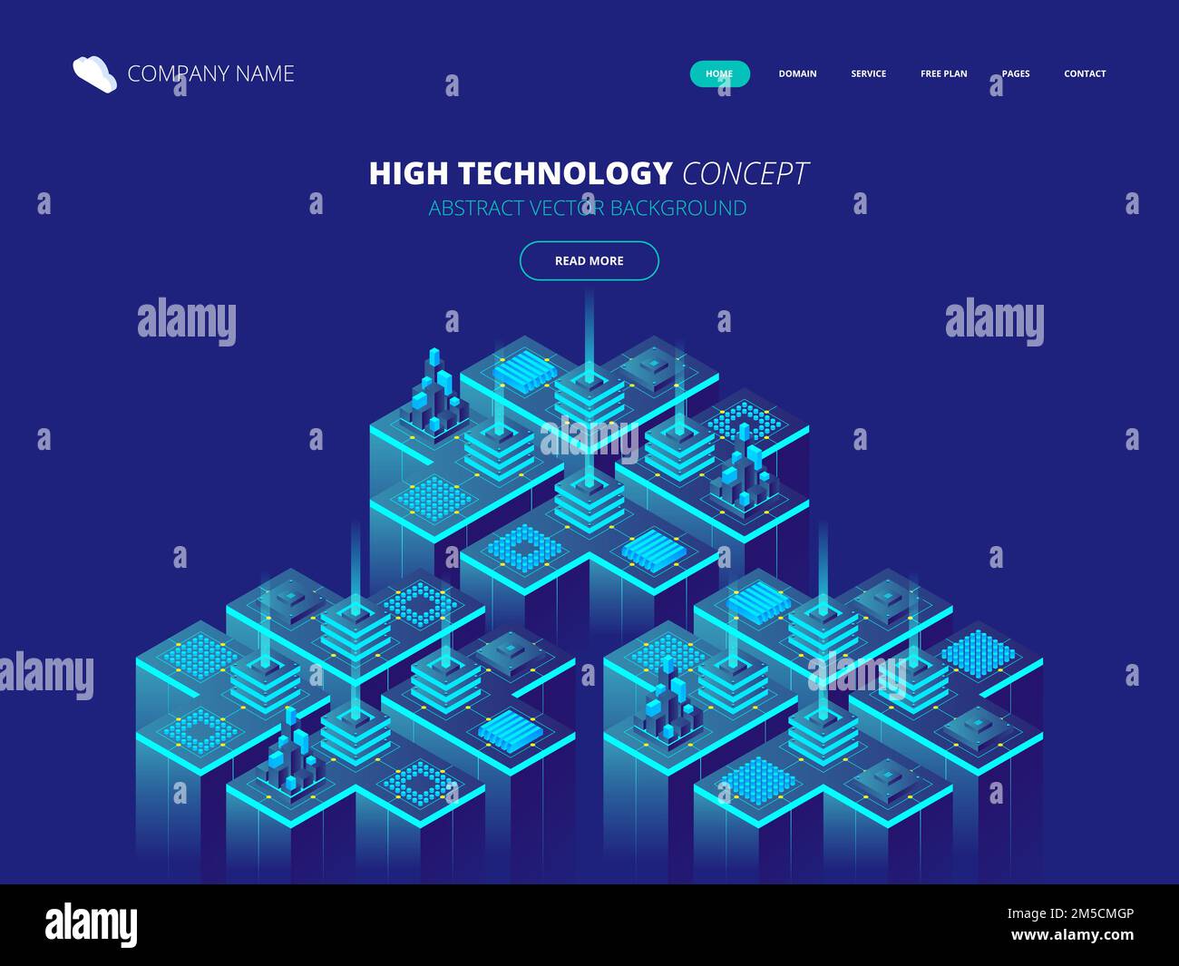 Isometric Server Room And Big Data Processing Concept Datacenter And