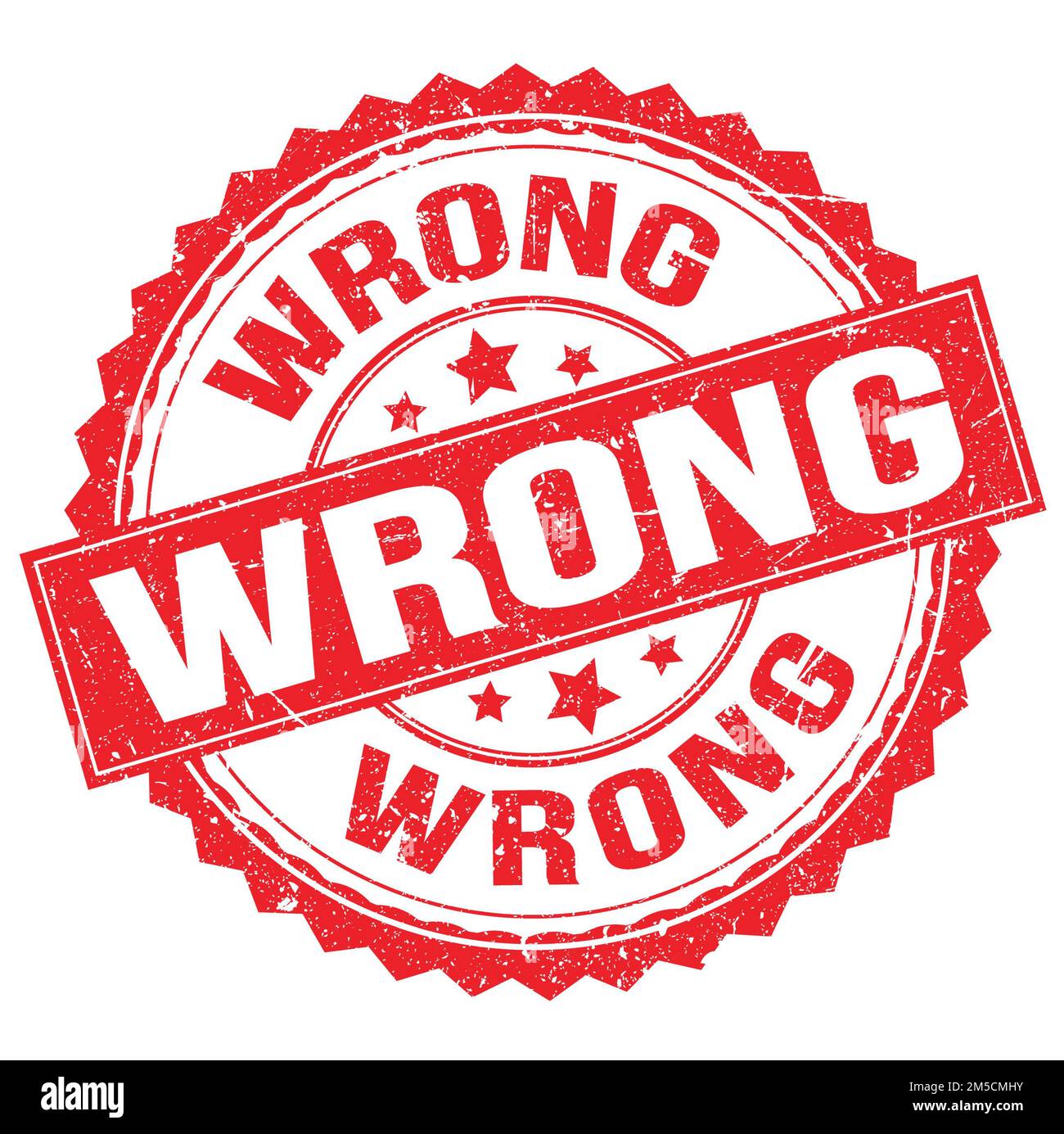 WRONG text written on red round stamp sign Stock Photo - Alamy