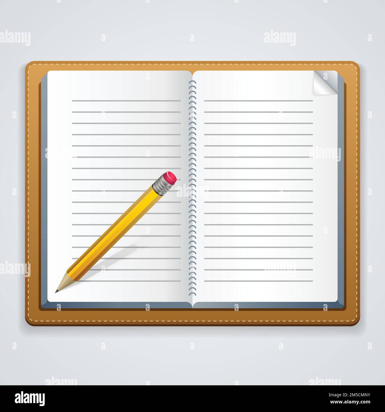 Notebook and pencil on a white background Stock Vector Image & Art - Alamy