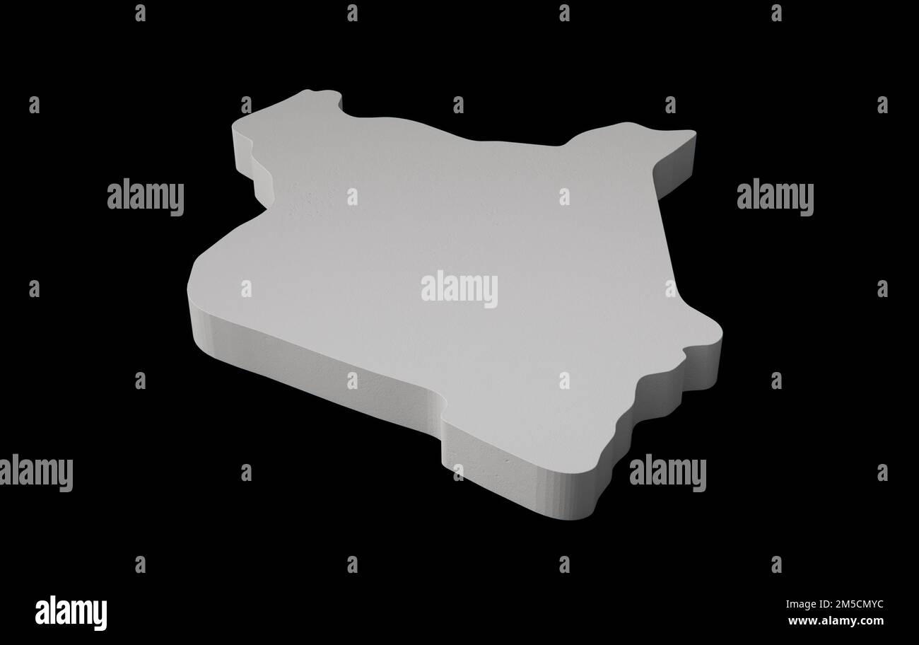 A 3D illustration of the Kenya map cartography and topology Stock Photo ...