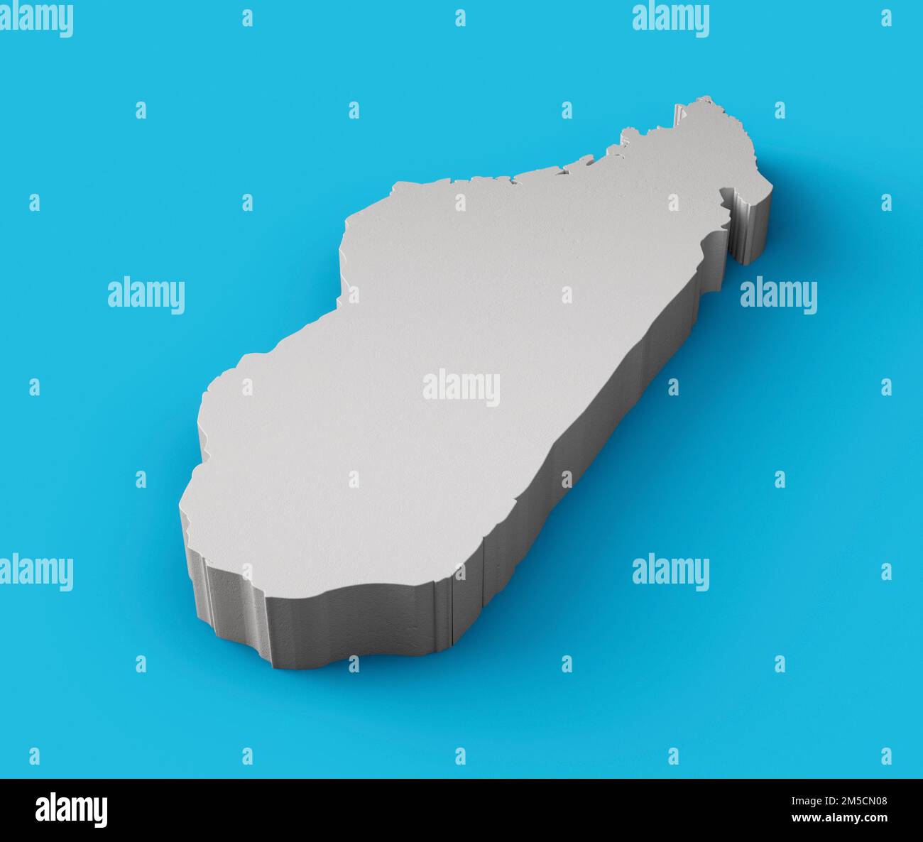 A 3D illustration of the Madagascar map cartography and topology Stock ...