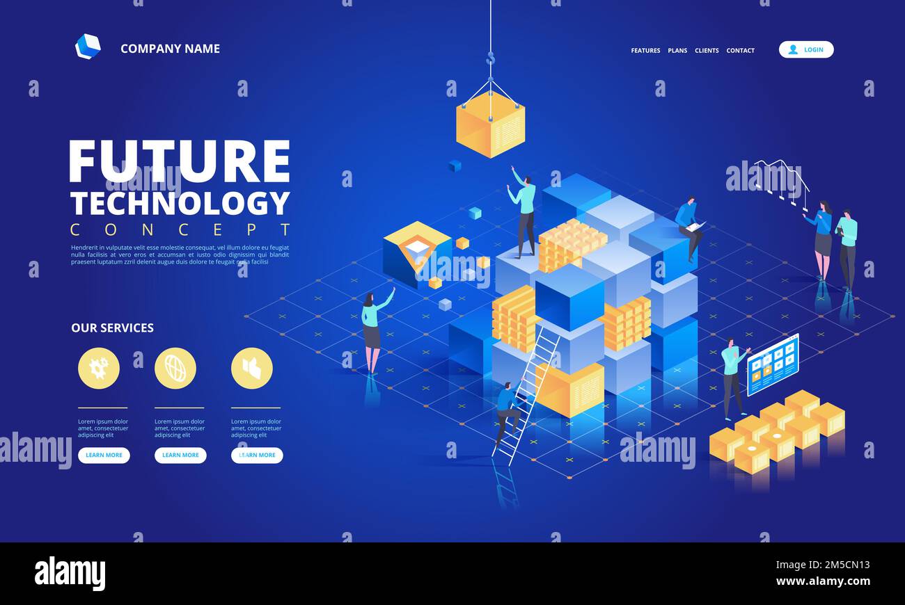 Technology isometric concept. Abstract future high tech vector ...