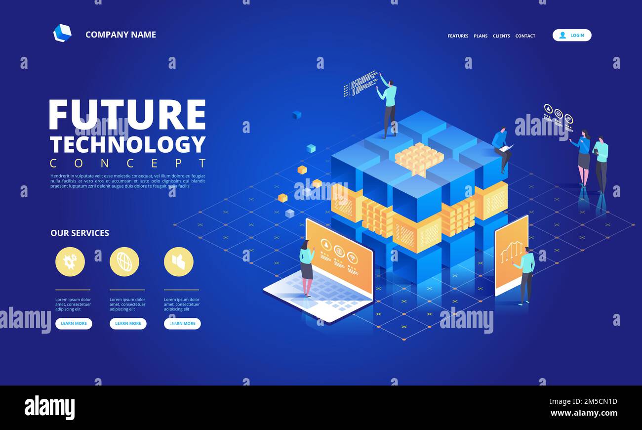 Technology isometric concept. Abstract future high tech vector ...