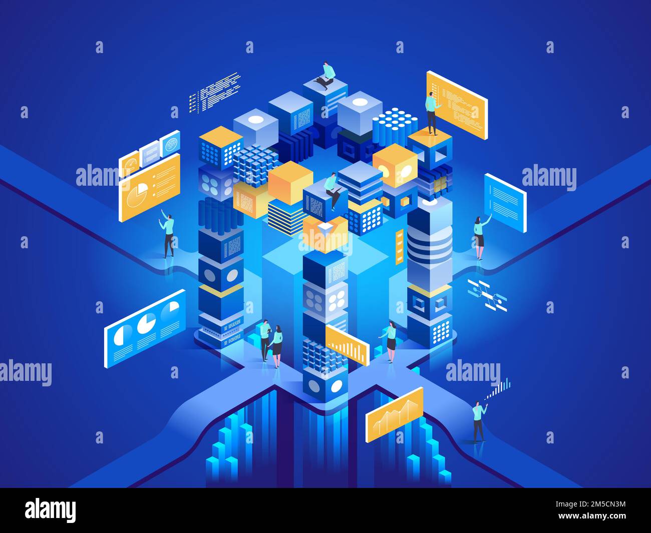 Technology isometric concept. Software, web development, programming. Vector illustration Stock ...