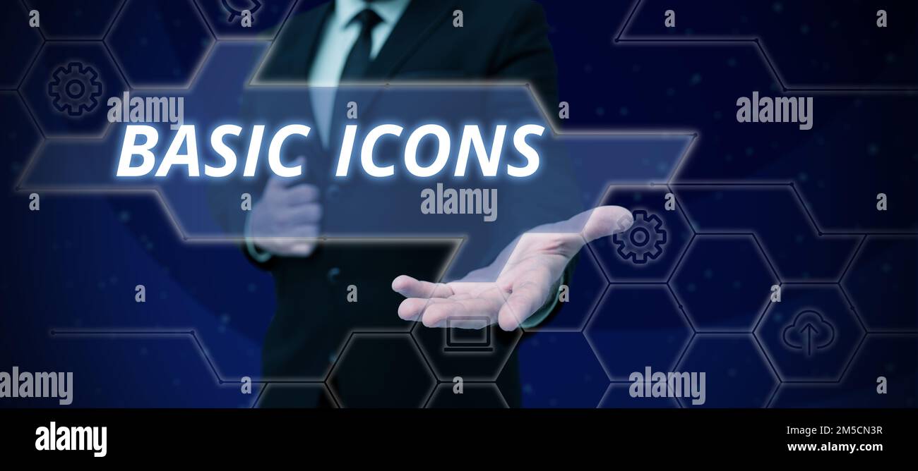 Text showing inspiration Basic Icons. Business showcase pictogram or ...