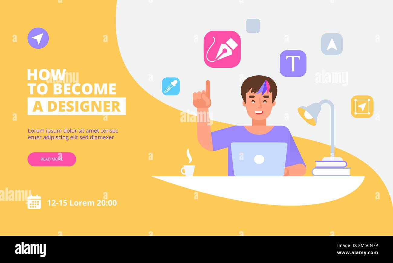 Landing page template of Graphic Designer Concept. Modern flat design ... Landing page template of Graphic Designer Concept. Modern flat design ...