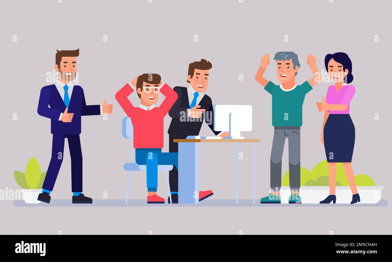 Business concept. Successful team gathering. Group of young people ...