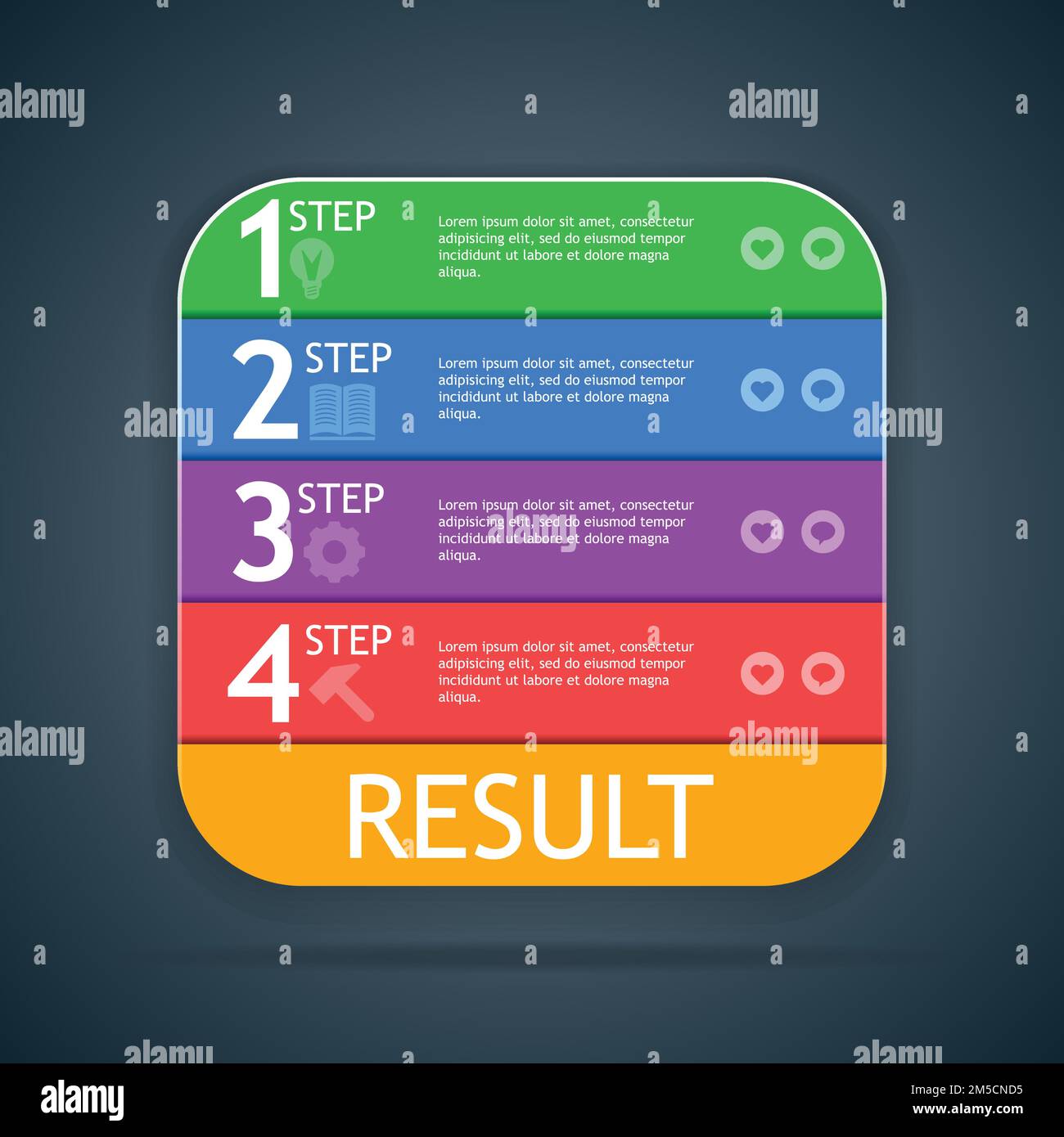 Vector illustrasion of icon with steps for presentations, reports ...