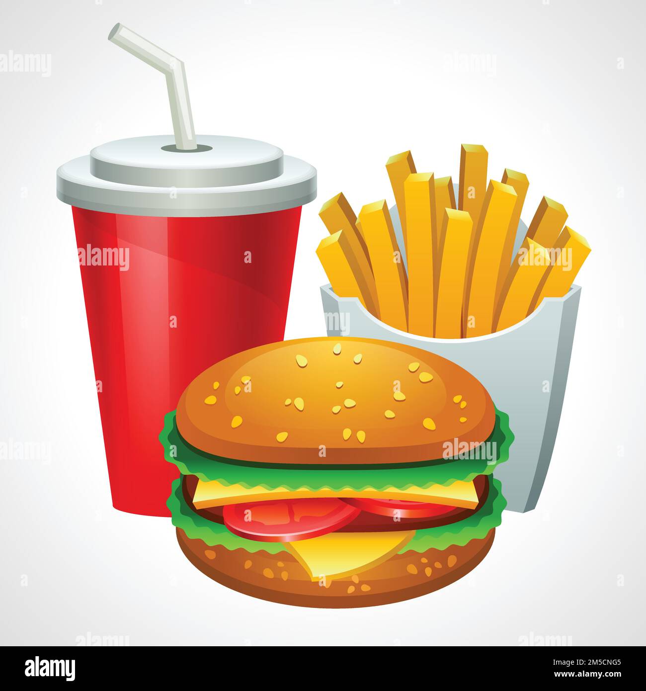 Group of fast food products. Vector illustration. Eps 10 Stock Vector ...