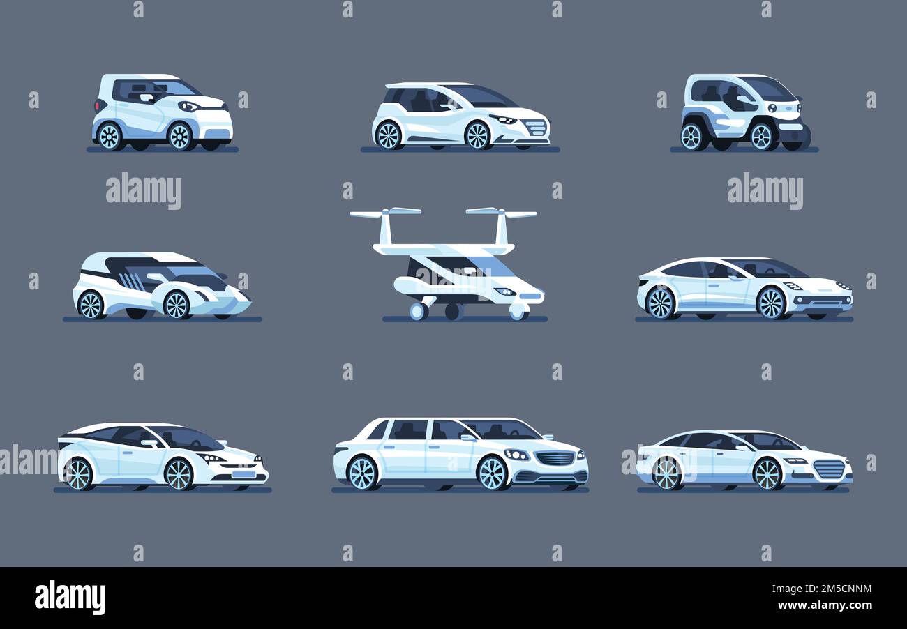 Set of self-driving cars. Driverless vehicle. Vector illustration Stock ...