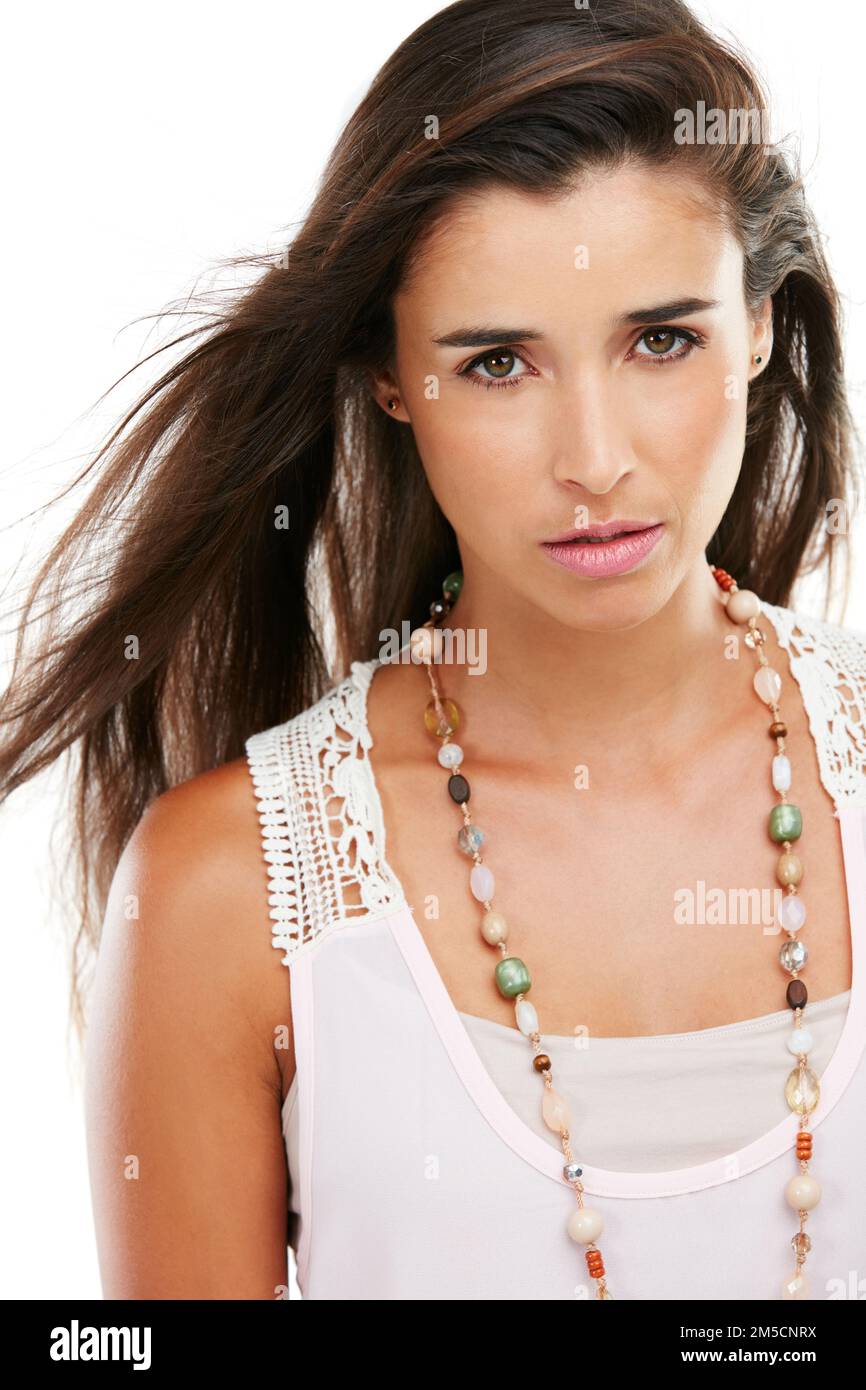 Straight forward beauty. Studio portrait of an attractive young woman ...