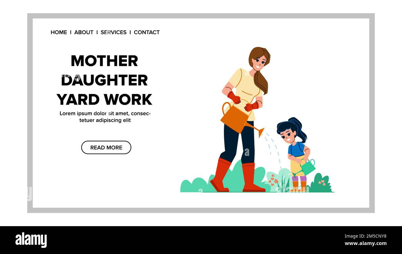 Mother Daughter Gardening Stock Vector Images Alamy