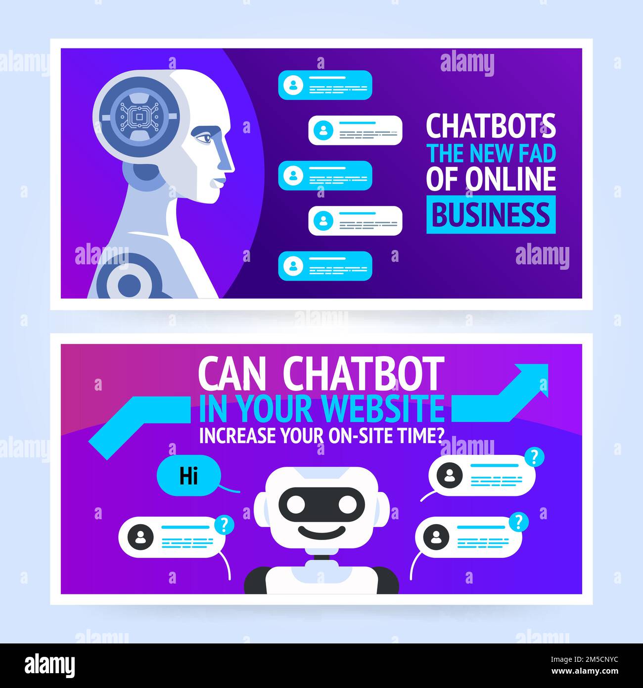 Chatbot banner concept. Horizontal business banner template. Vector ...