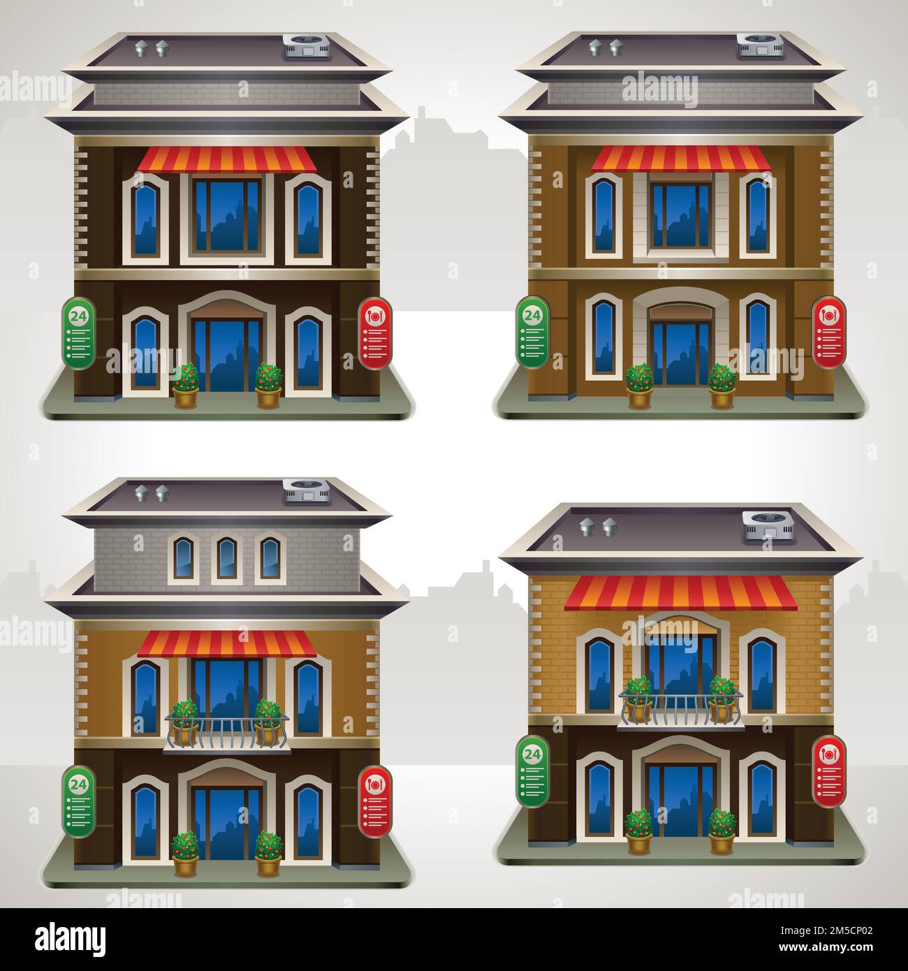 Vector illustration of retail 4 different stores Stock Vector Image ...