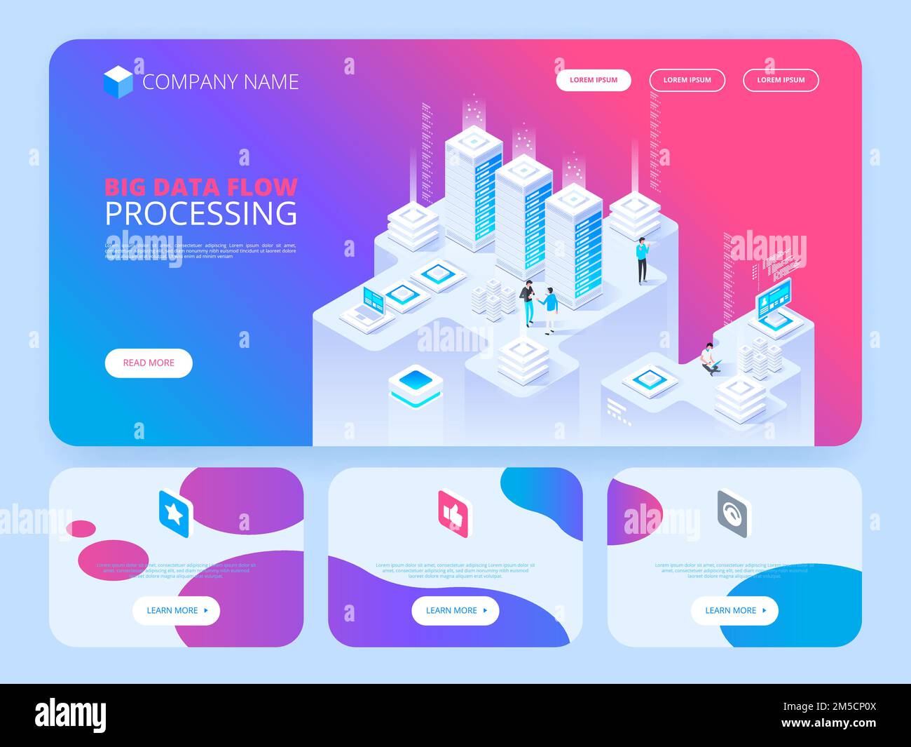 Big data flow processing. High technology concept. Vector isometric illustration Stock Vector ...