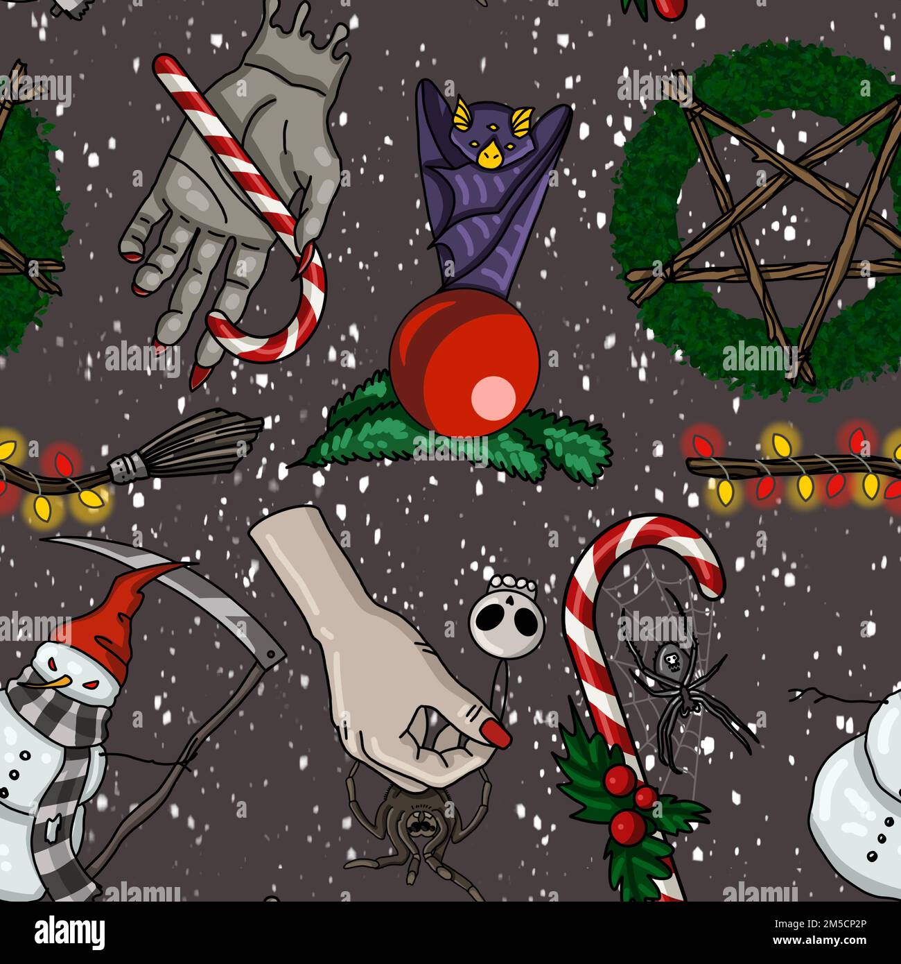 Creepmas digital paper. It's a terrible Christmas seamless pattern ...