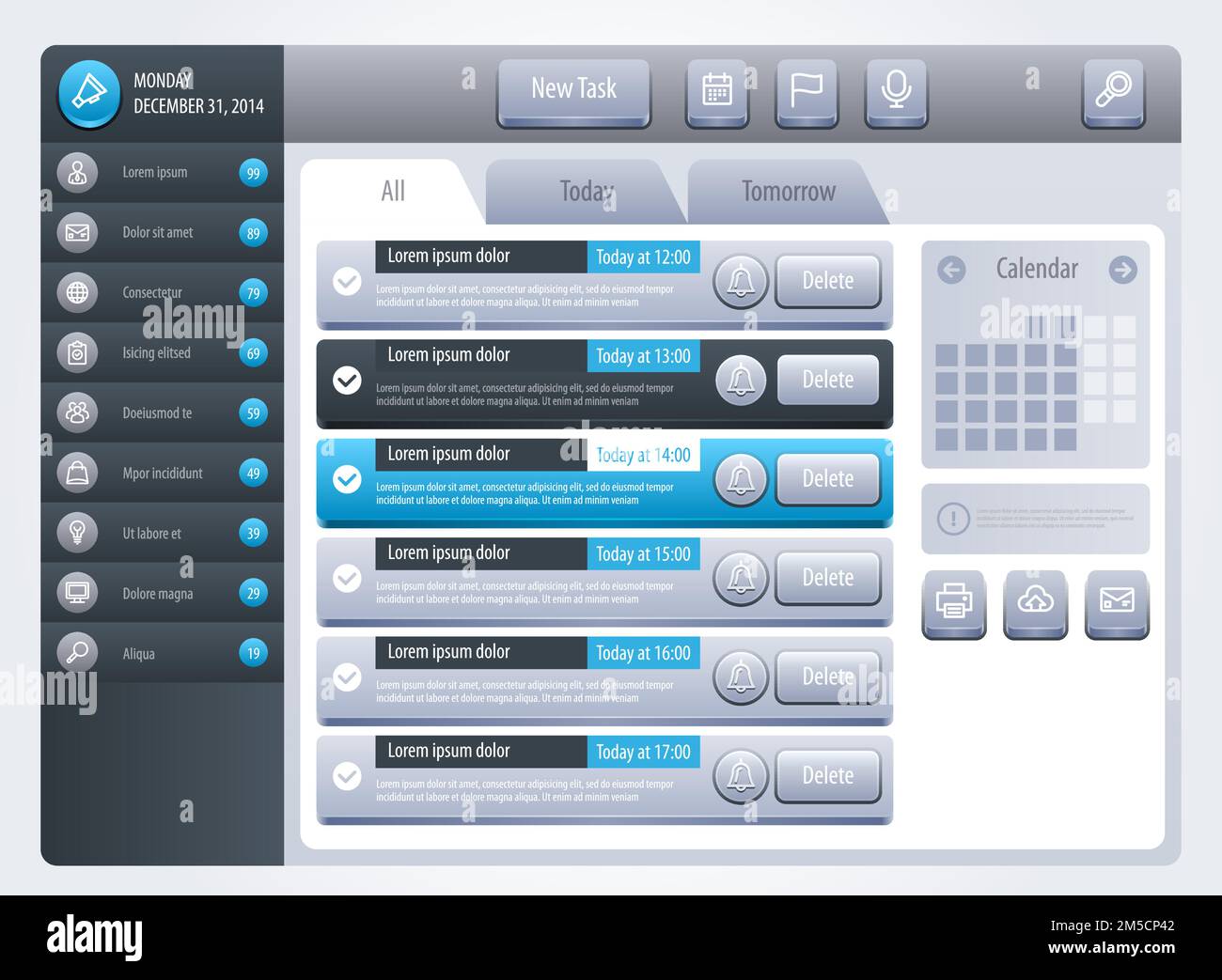 Reminder interface. Templates for website or applications. Vector eps ...