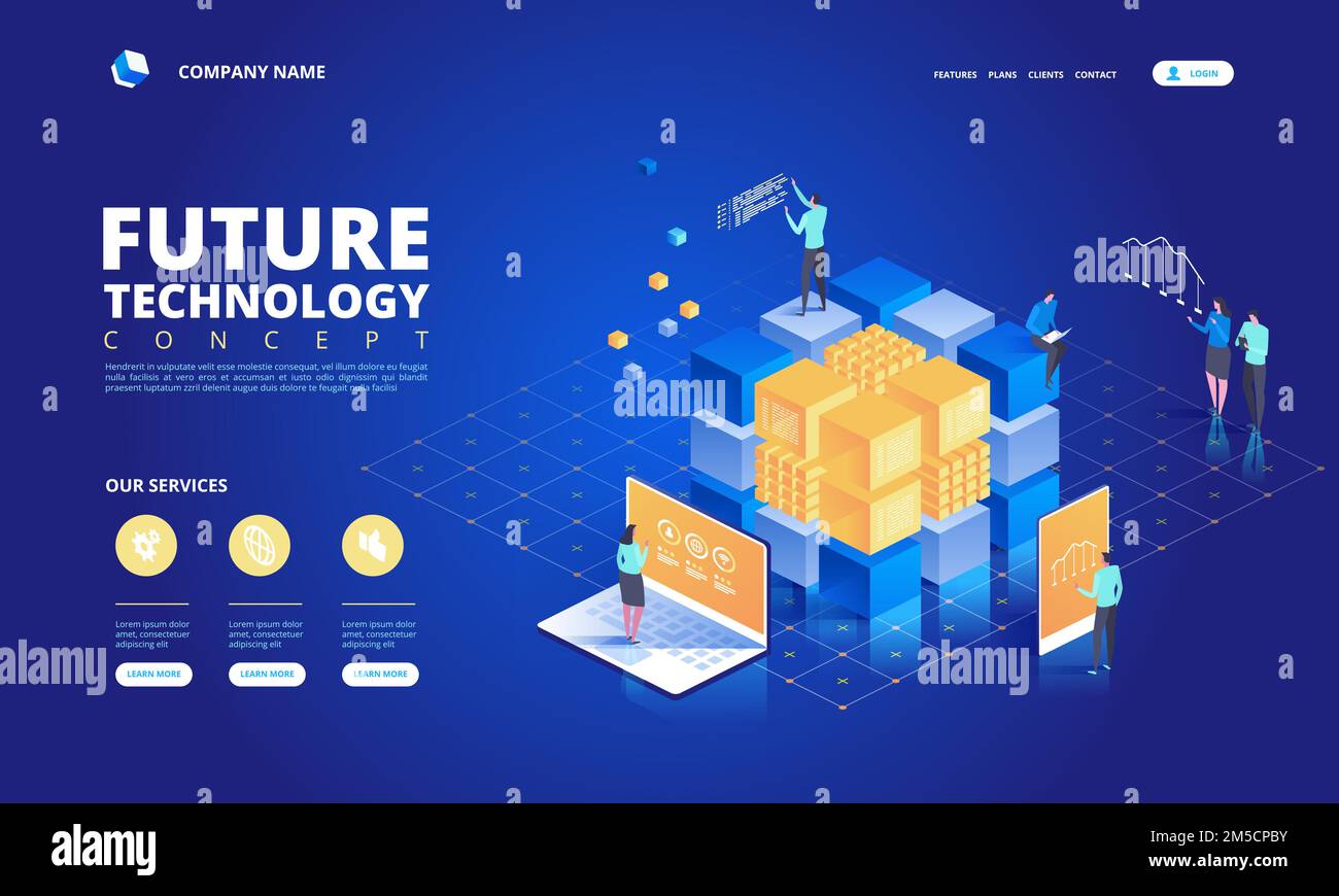 Technology isometric concept. Abstract future high tech vector ...