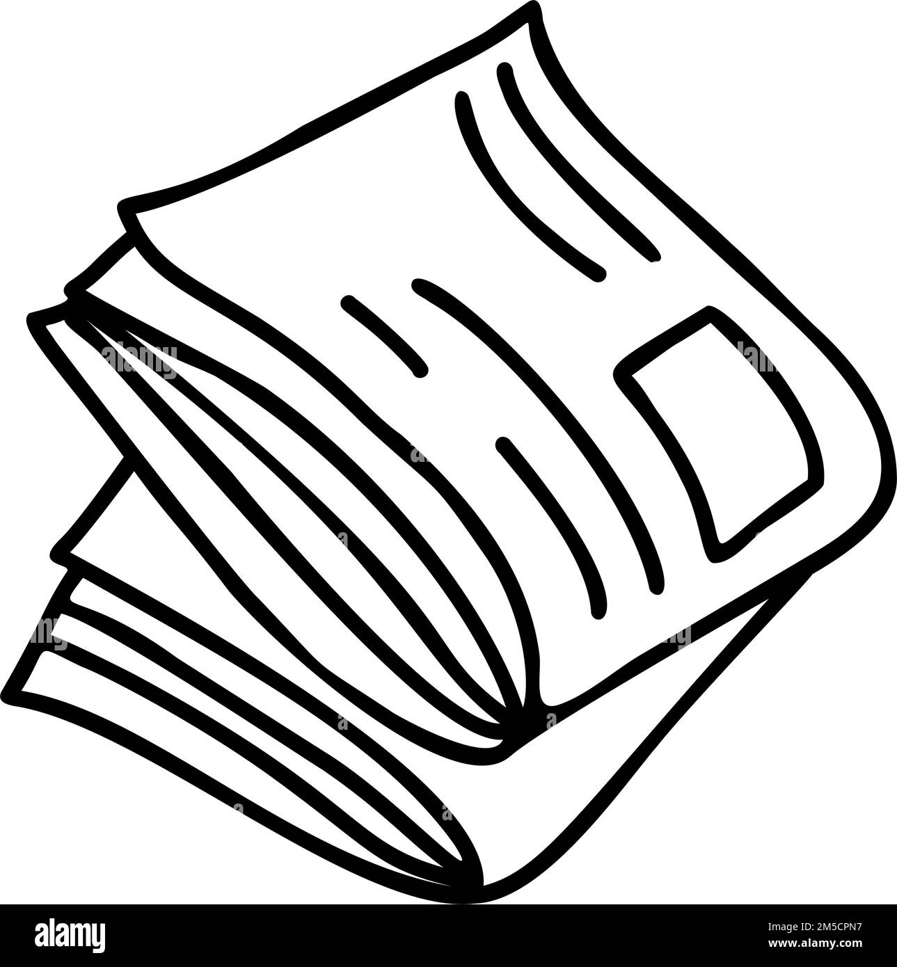 Folded newspapers. Vector illustration. Linear hand drawn doodle. paper ...
