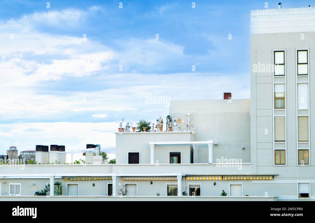 Aerial view of a terrace of the penthouse of a modern building Stock ...