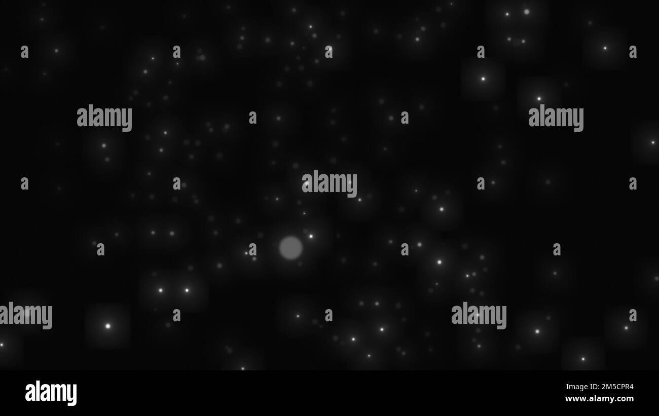 Sparkling moving particles. Particles from bokeh on a black background ...