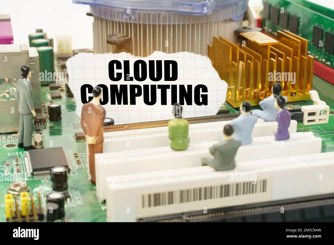 Technology and computer concept. On the motherboard there are figures ...