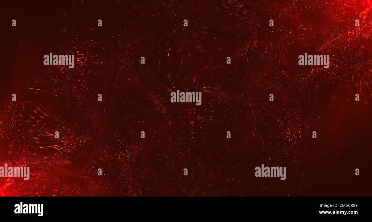 Red background in the form of a mixing red dye in a liquid. Gas bubbles ...