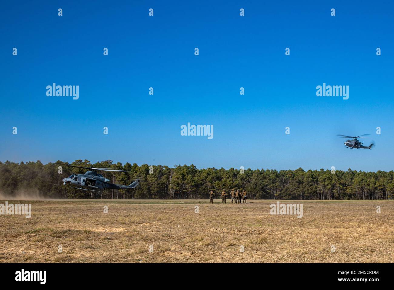 U.S. Navy Corpsman with 2nd MLG, wait for simulated casualties to land ...