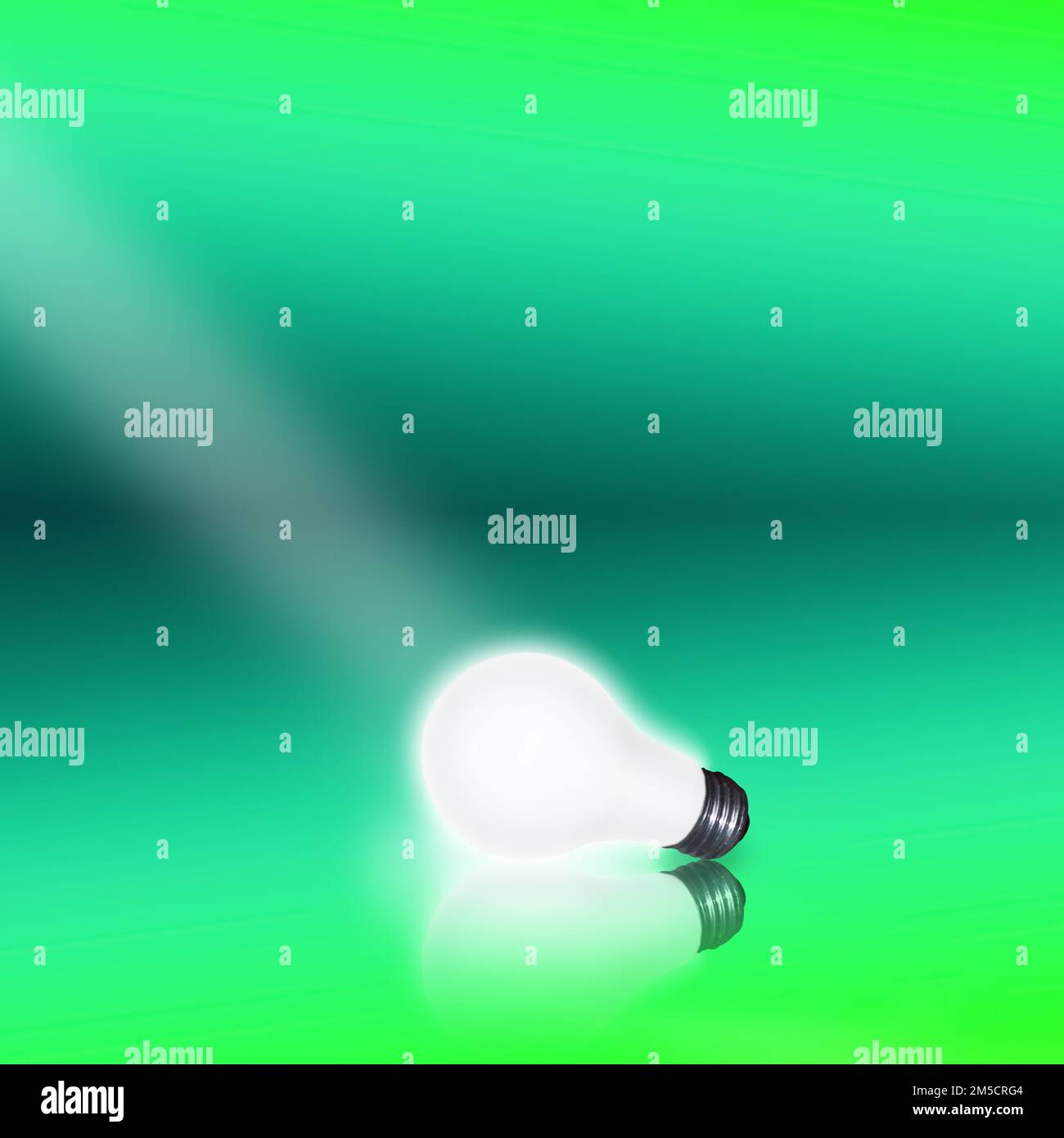 Conceptual art. Light bulb on green background. 3D rendering Stock ...