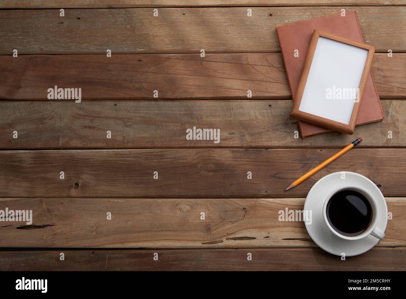 Assorted office supplies on the desk Stock Photo - Alamy