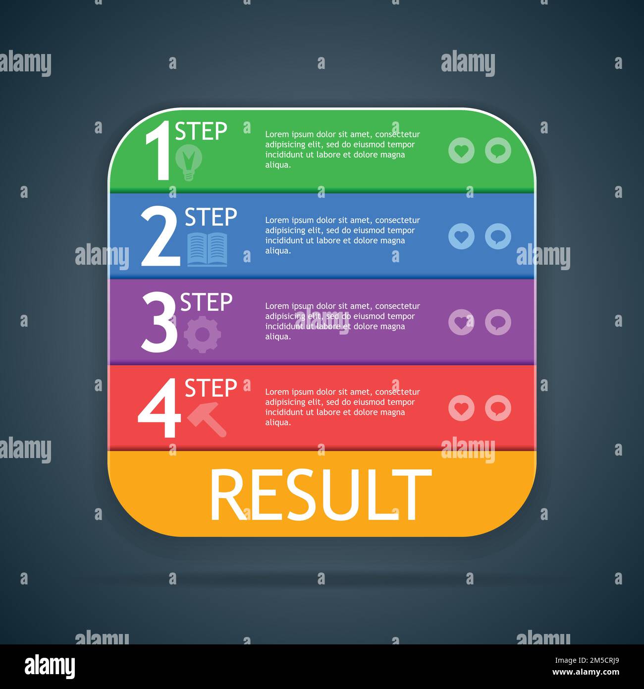 Vector illustrasion of icon with steps for presentations, reports ...