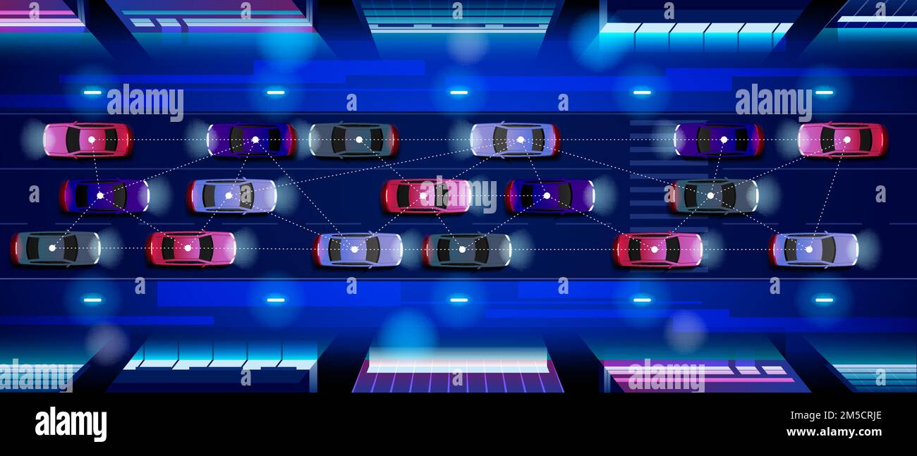 Smart car concept Autonomous self-driving vehicle on the city road ...